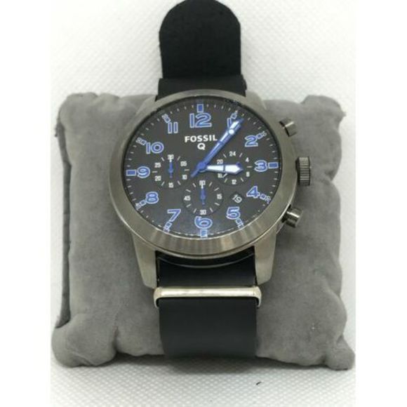 Fossil | Jewelry | Fossilq Smartwatch Gen Chronograph Black Leather ...